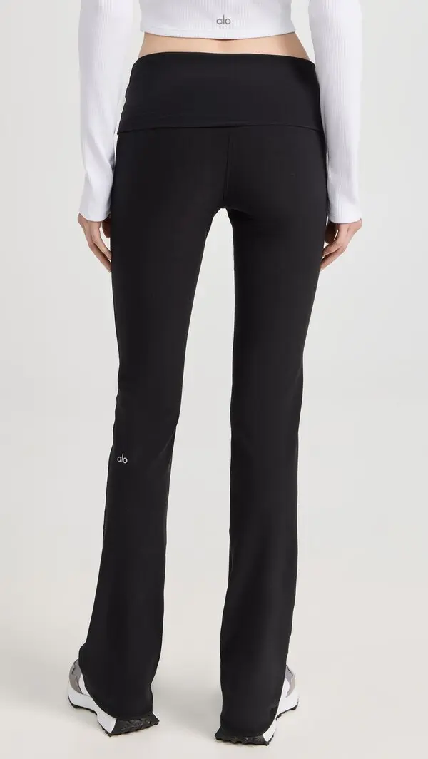 Alo Yoga Alosoft Foldover Bootcut Leggings In Black - 30% Off