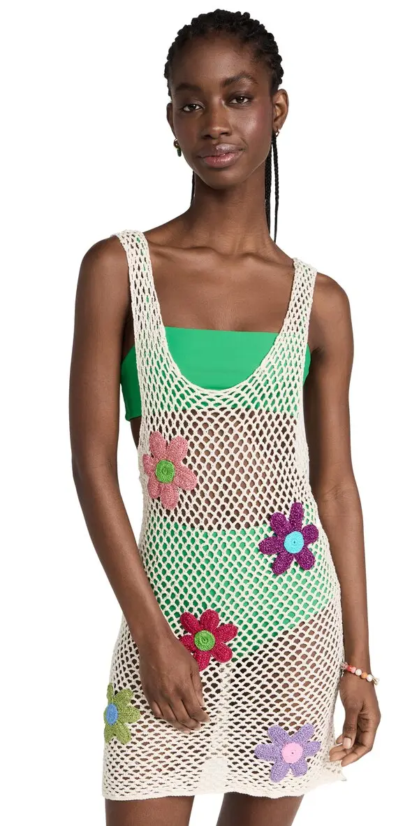 Rose Carmine Crochet Dress In Ecru - 75% Off | Editorialist