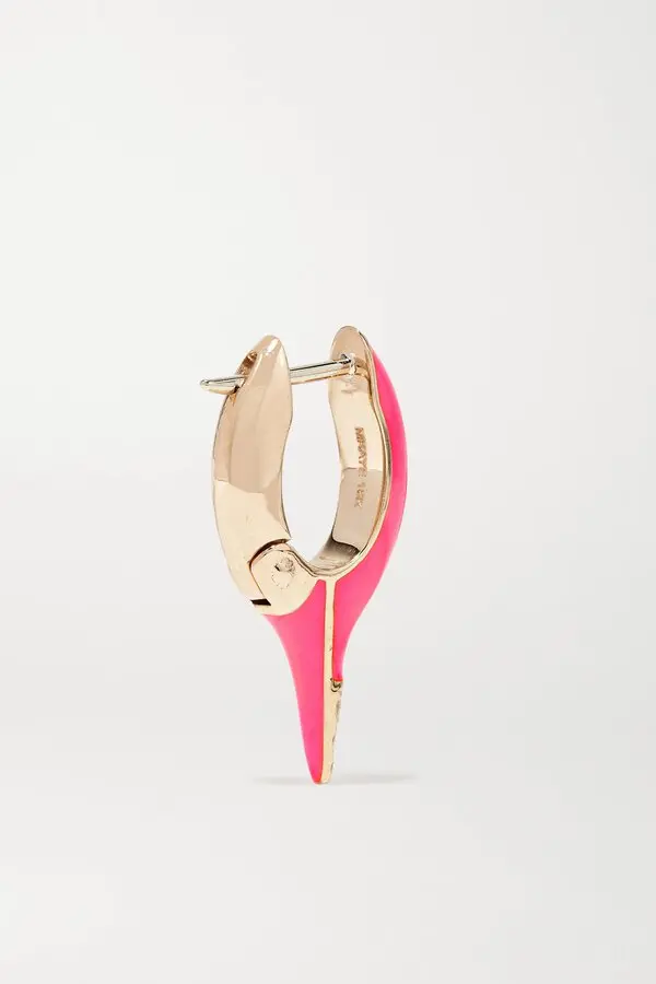 Melissa Kaye Lola Mini 18-karat Diamond And Enamel Earrings