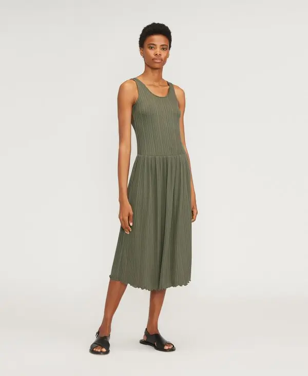 Everlane Rib Soft Knit Scoop-Neck Midi Dress - Olive | Editorialist