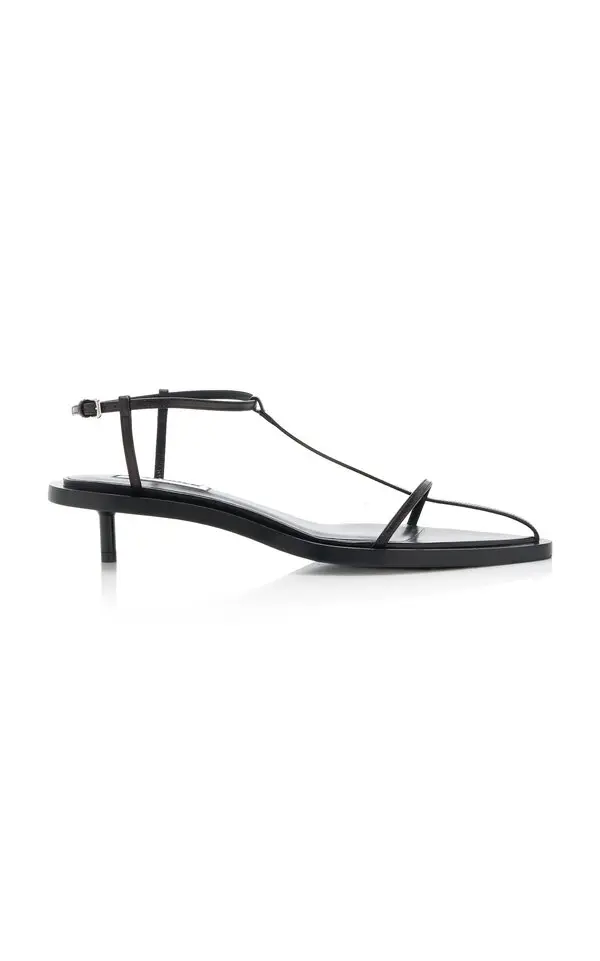 JIL SANDER Leather Mid-heel Sandals With Buckle Fastening - Black