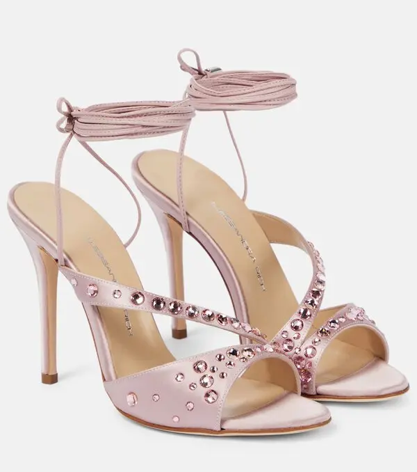 Alessandra Rich Crystal-embellished Satin Sandals - Pink