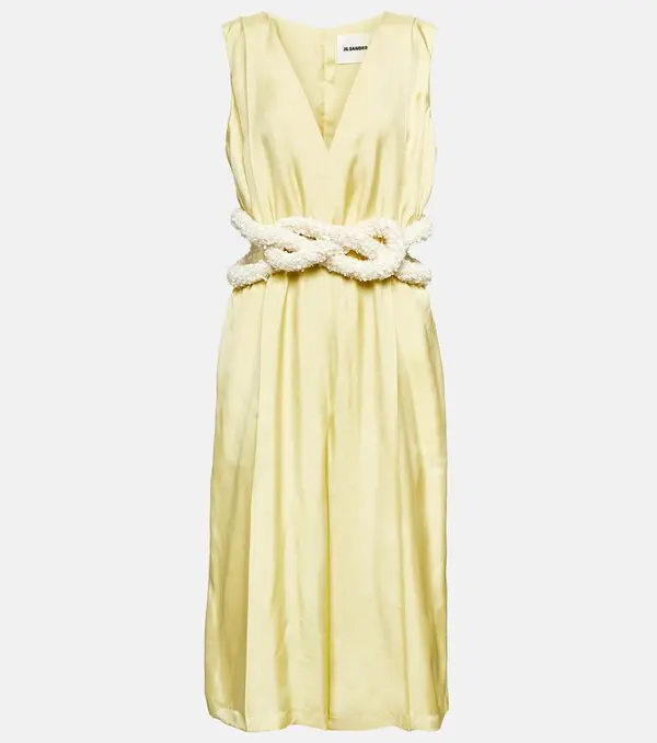 JIL SANDER Embellished Satin Jumpsuit - Yellow