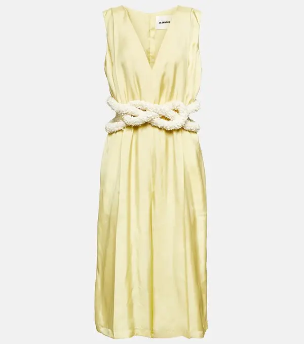 JIL SANDER Embellished Satin Jumpsuit - Yellow