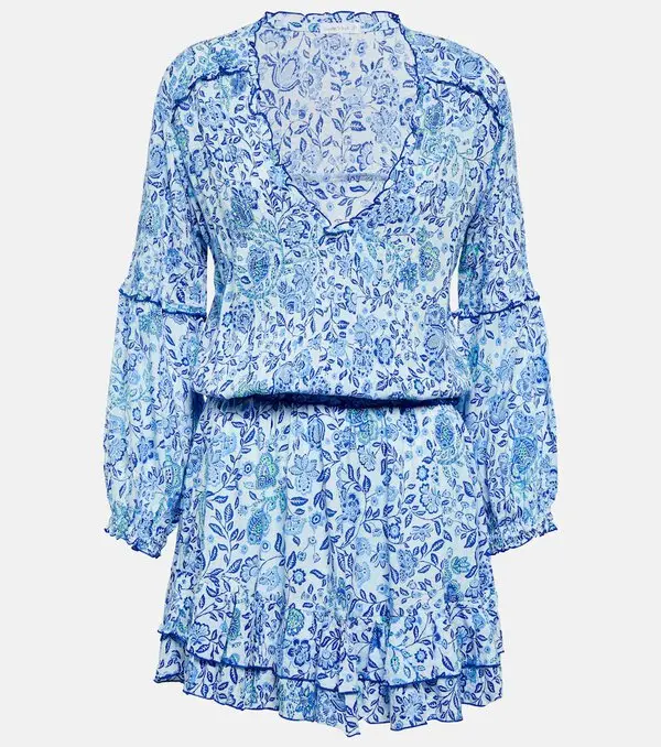 Poupette St Barth Ilona Floral Minidress - Blue