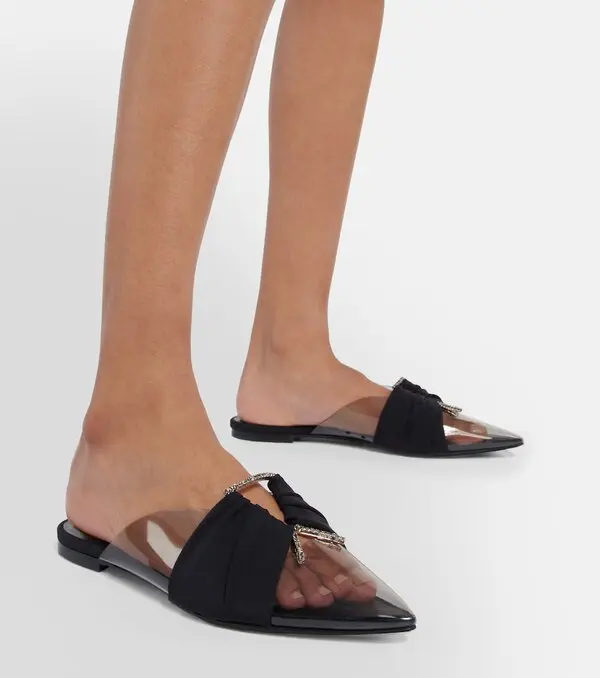 NENSI DOJAKA Crystal-embellished Flat Pvc Slippers