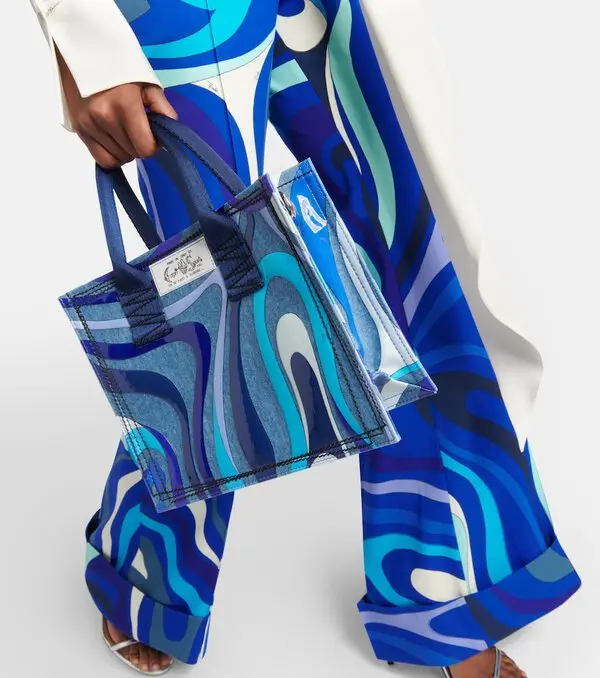 Emilio Pucci Marmo Denim Tote Bag In Blue - 30% Off | Editorialist