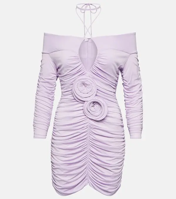 Magda Butrym Ruched Off-The-Shoulder Mini Dress - Purple - 30% Off |  Editorialist