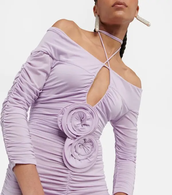Magda Butrym Ruched Off-the-shoulder Mini Dress - Purple