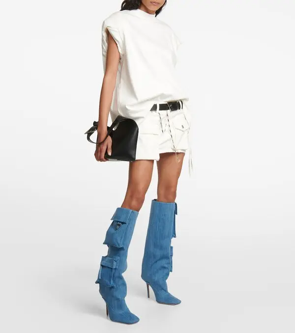 Attico Sienna Denim Knee-high Boots - Blue