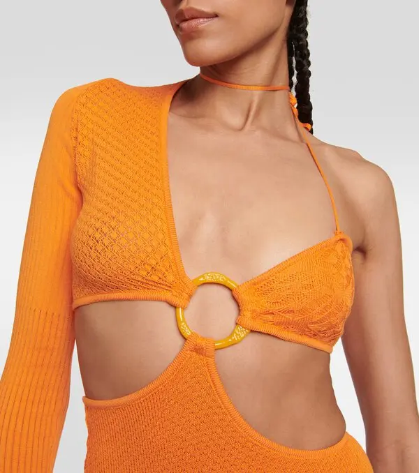 ROBERTA EINER Legato Asymmetrical Cotton-blend Bodysuit - Orange