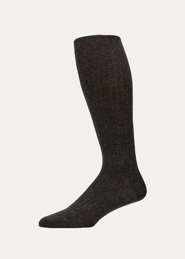 SOZZI CALZE Cashmere-silk Over-calf Socks - Charcoal