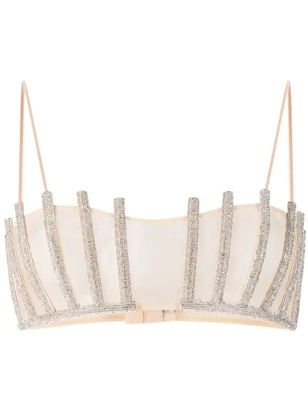 NUE Lotus Rhinestone-embellished Bralette - Neutrals