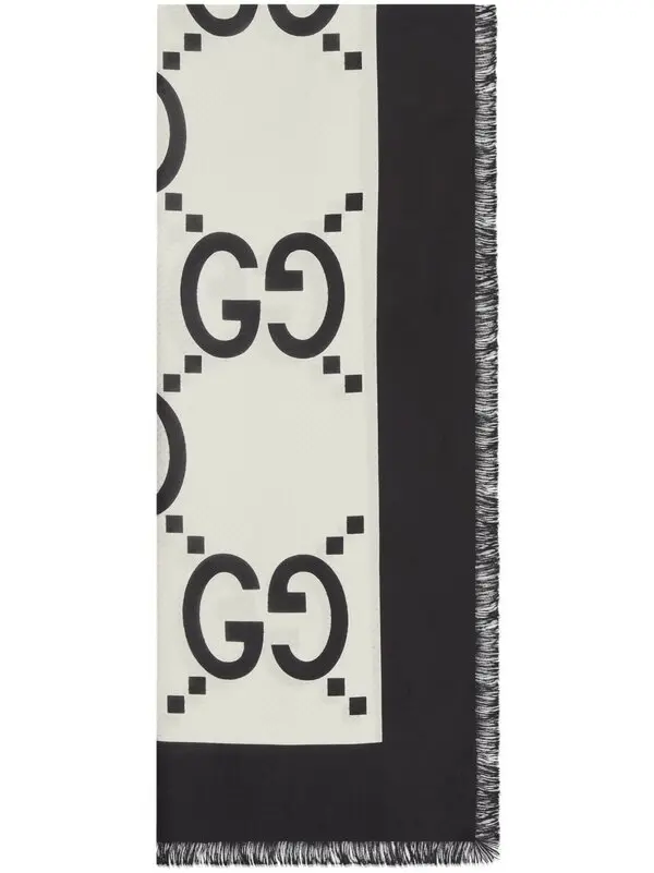 Gucci Gg All-over Logo Silk Scarf - White