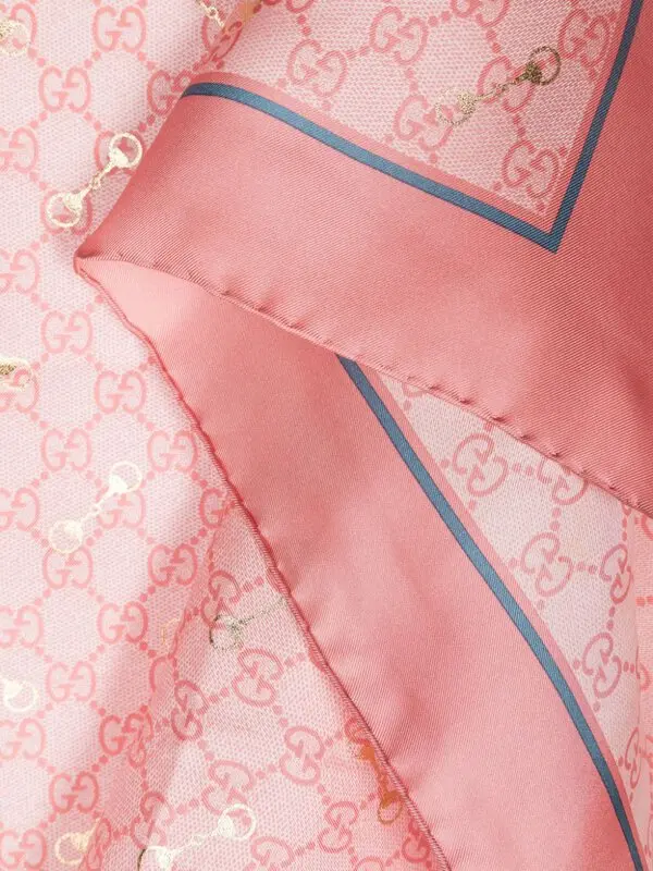 Gucci Gg-Print Silk Scarf - Pink | Editorialist display picture 3