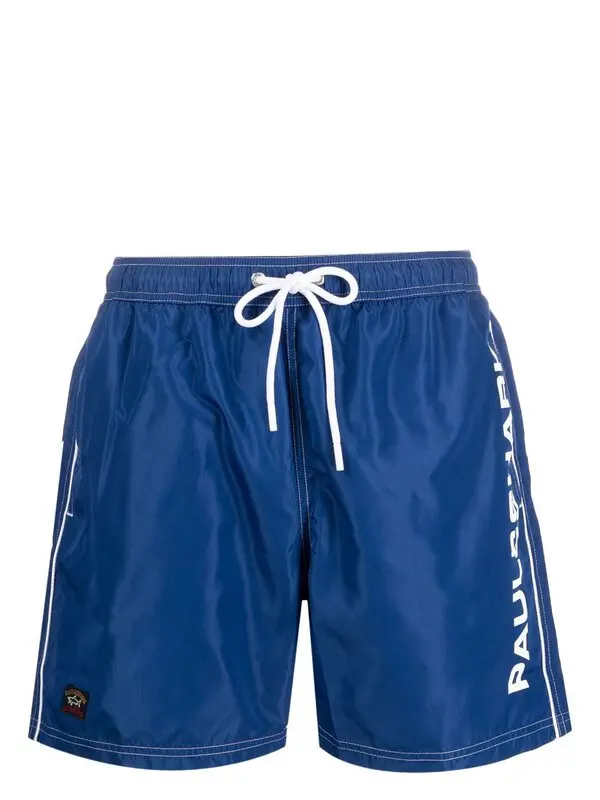 Paul & Shark Logo Print Swim Shorts - Blue