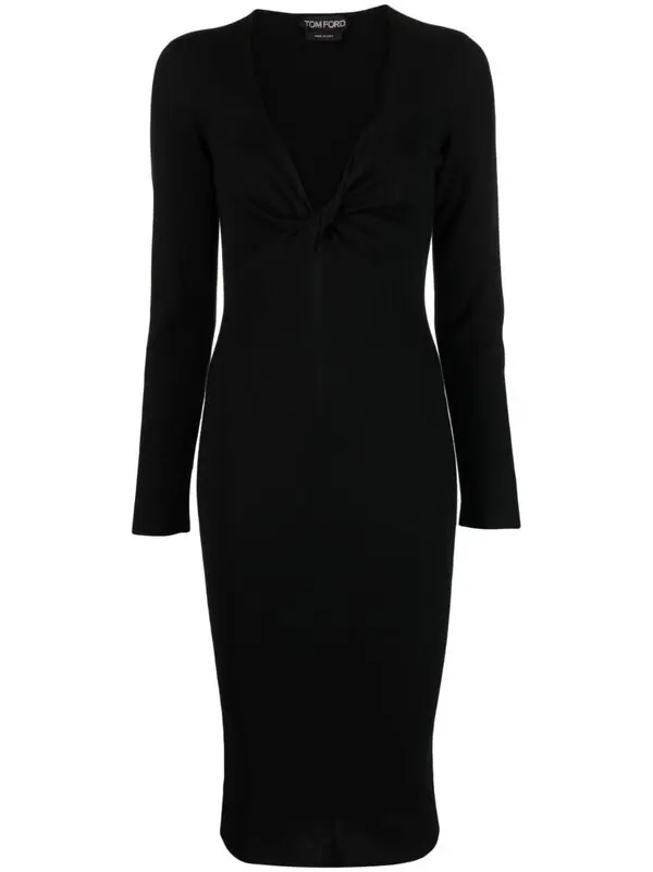 TOM FORD V-neck Knitted Midi Dress