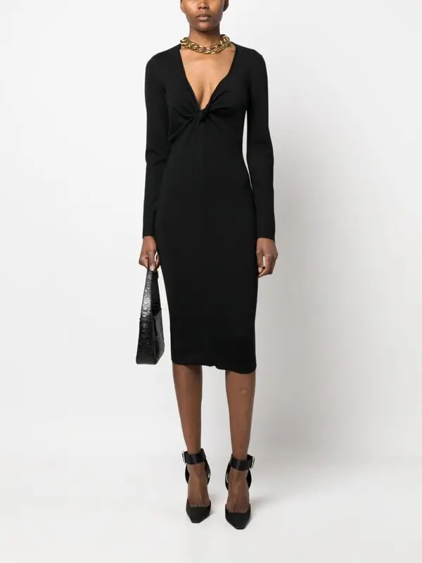 TOM FORD V-neck Knitted Midi Dress