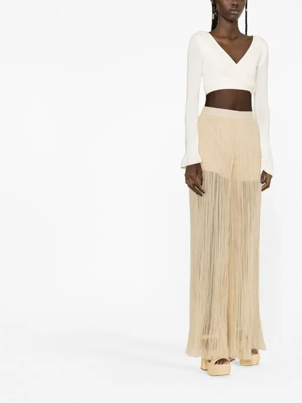 Alberta Ferretti Pleated Silk Trousers