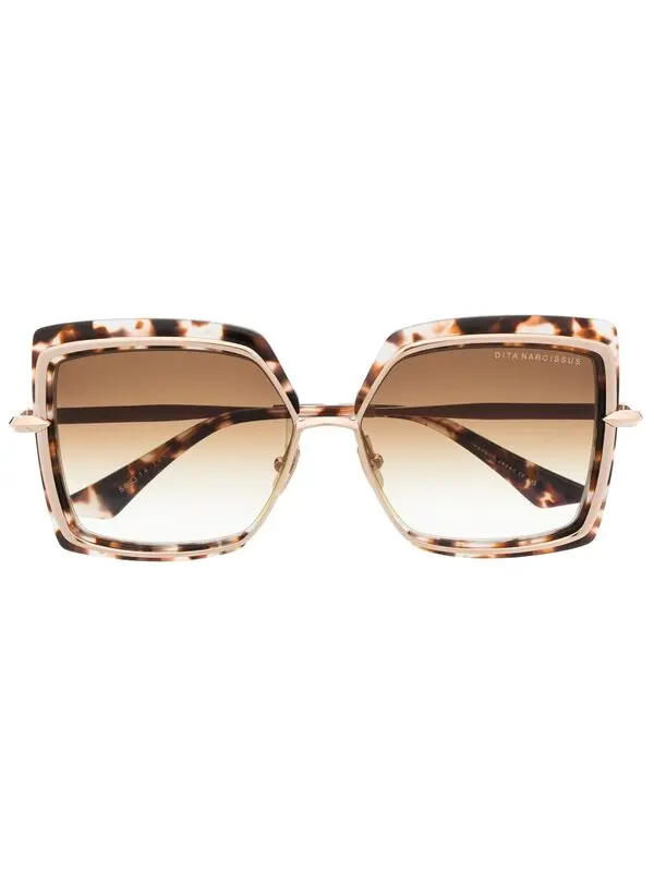 Dita Tortoiseshell Square-frame Sunglasses - Gold