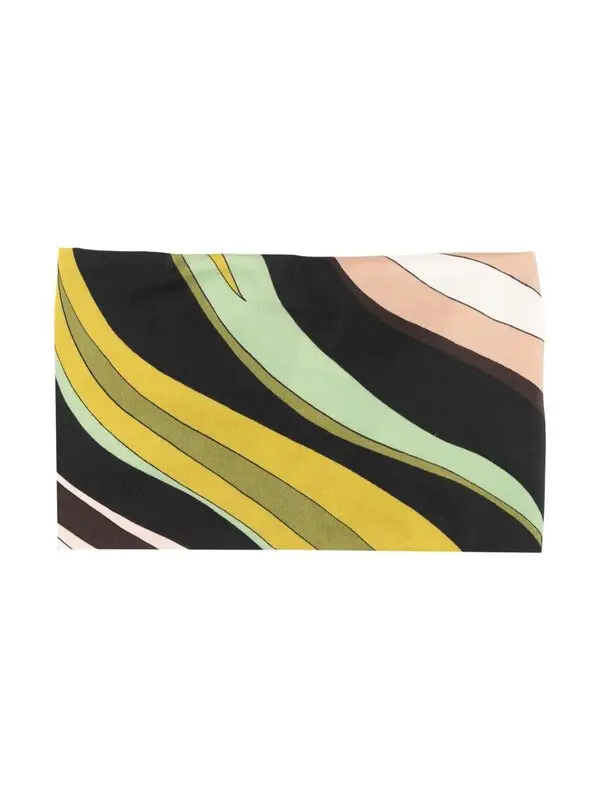 Emilio Pucci Bead-Embellished Fiamme-Print Headband In Green  display picture 2