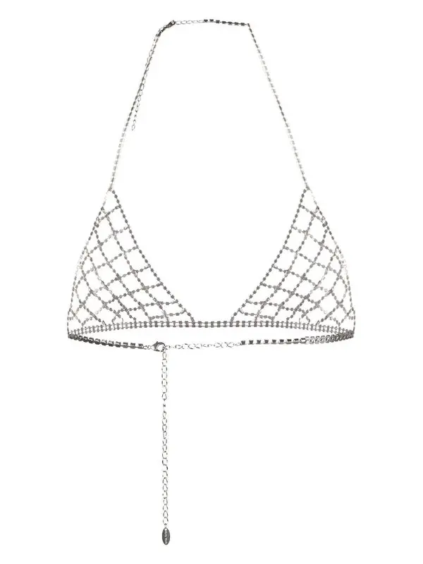 FORTE_FORTE Rhinestone -embellished Triangle Bralette - Silver