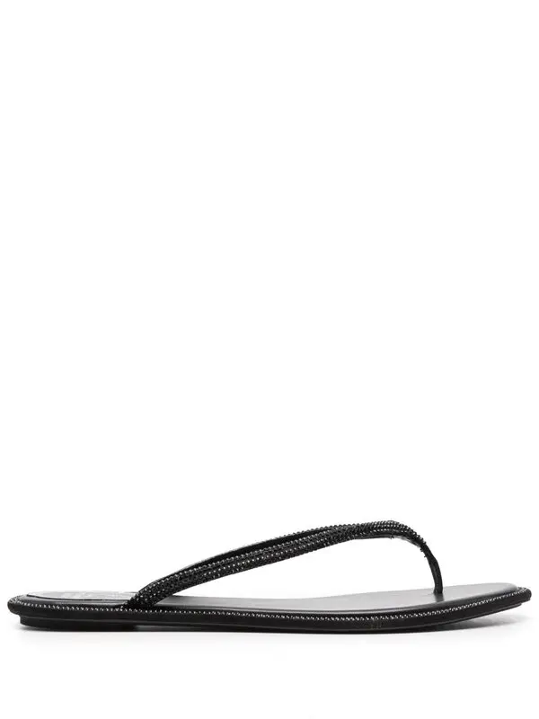 Rene Caovilla Crystal-embellished Flip-flops - Black