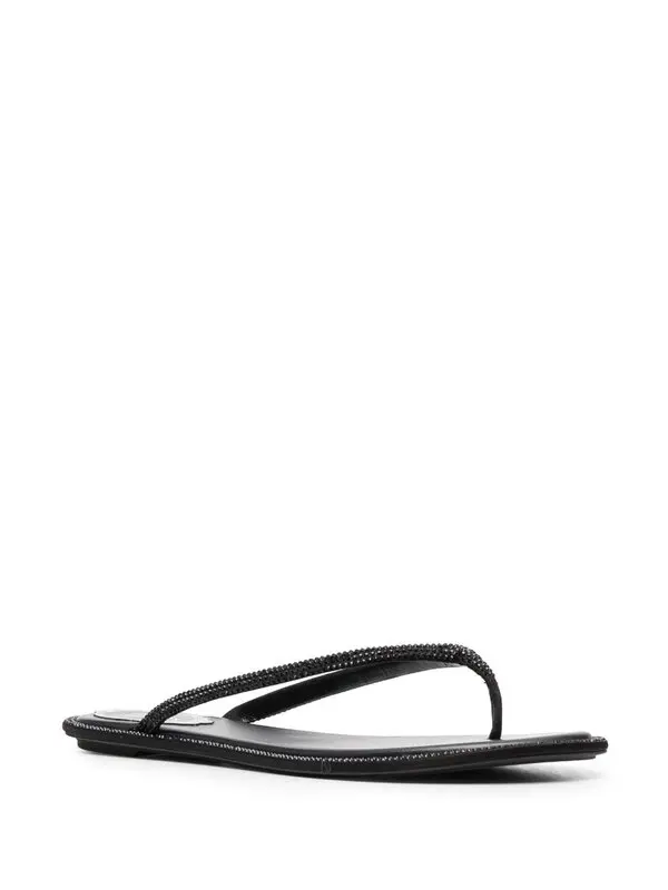 Rene Caovilla Crystal-embellished Flip-flops - Black