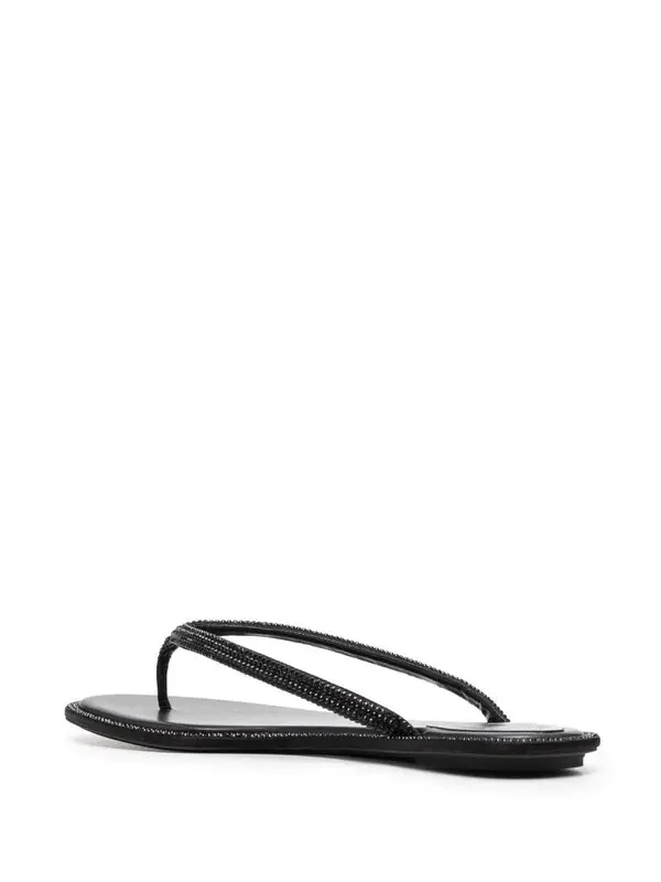 Rene Caovilla Crystal-embellished Flip-flops - Black