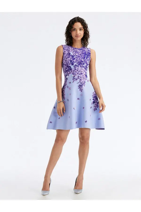 Oscar De La Renta Degrad Lilac Jacquard Knit Dress - Red | Editorialist