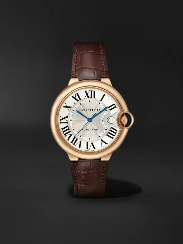 CARTIER Ballon Bleu De Automatic 40mm 18-karat Pink Gold And Alligator Watch - White