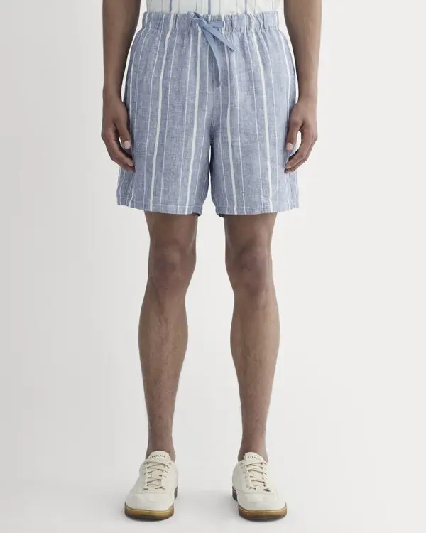 Everlane Linen Easy Short - Dutch Blue/bone