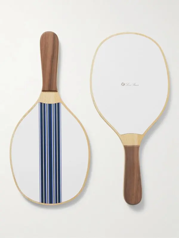 Loro Piana Logo-print Wooden Beach Bat And Ball Set
