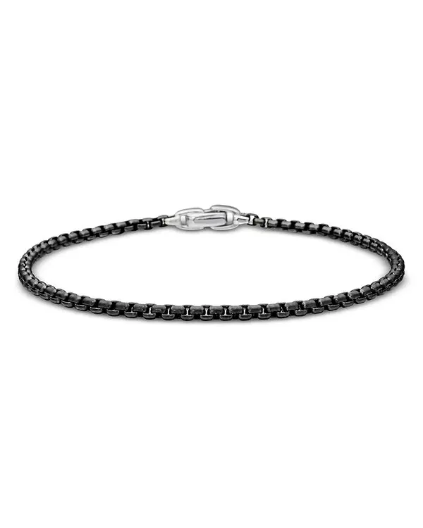David Yurman Box Chain Bracelet With Stainless Steel And Sterling Silver, 2.7mm - Black