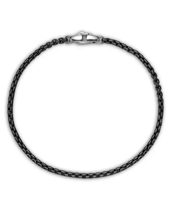 David Yurman Box Chain Bracelet In Stainless Steel And Sterling Silver - Black