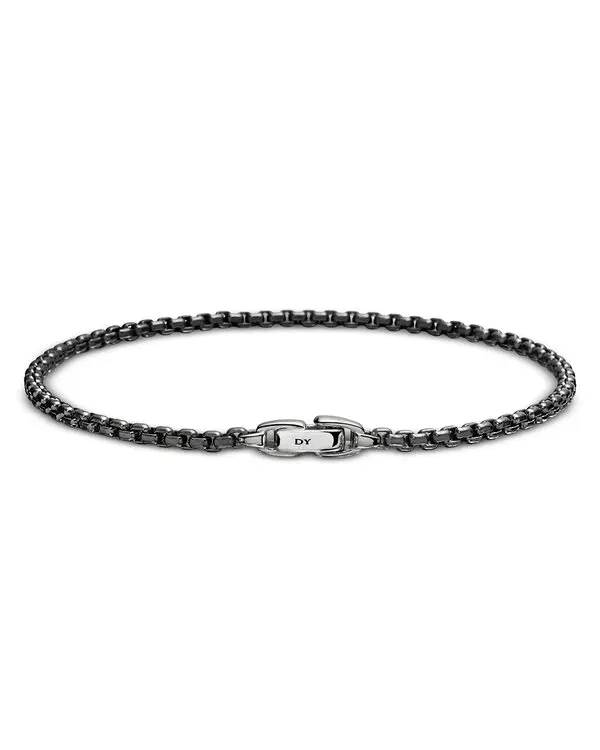 David Yurman Box Chain Bracelet In Stainless Steel And Sterling Silver - Black