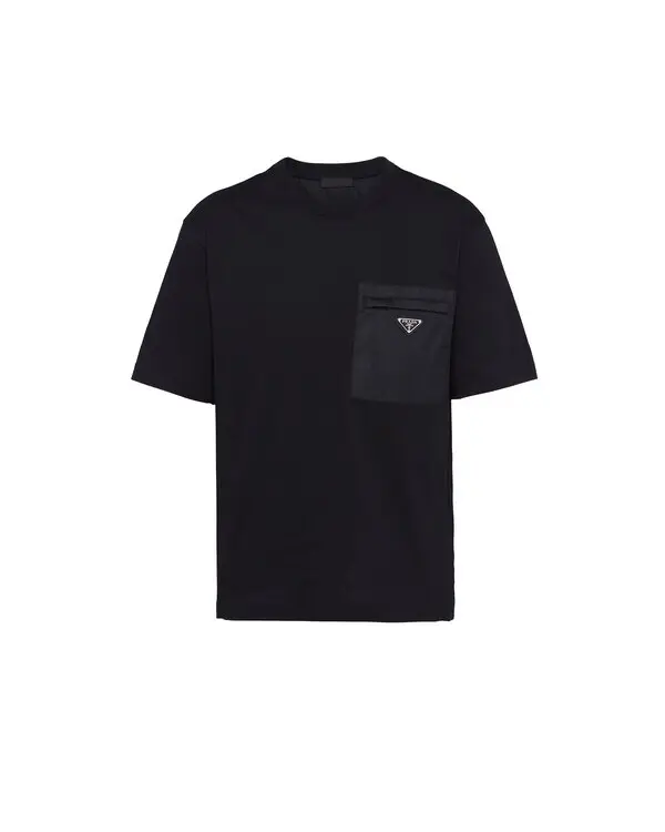 Prada Re-nylon And Jersey T-shirt - Black