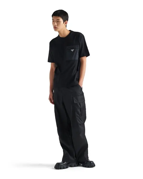 Prada Re-nylon And Jersey T-shirt - Black