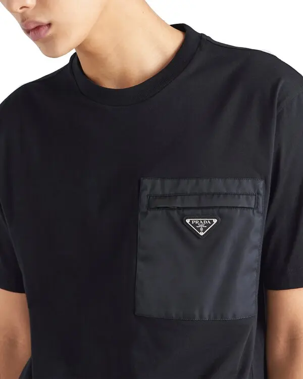 Prada Re-nylon And Jersey T-shirt - Black