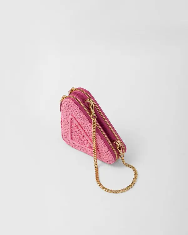 Prada Crochet And Leather Mini Pouch