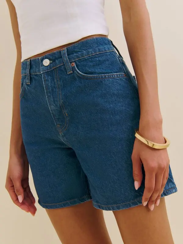 REFORMATION Raye Mid-rise Denim Shorts - Blue