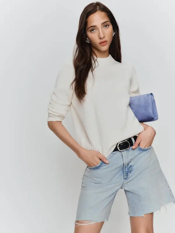 REFORMATION Raye Mid Rise 6" Denim Shorts - Blue