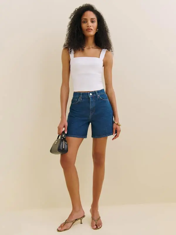 REFORMATION Raye Mid-rise Denim Shorts