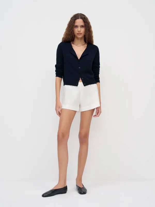 REFORMATION Clara Cashmere Crew Cardigan - Blue