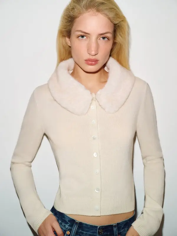 REFORMATION Clara Cashmere Crew Cardigan - Ivory