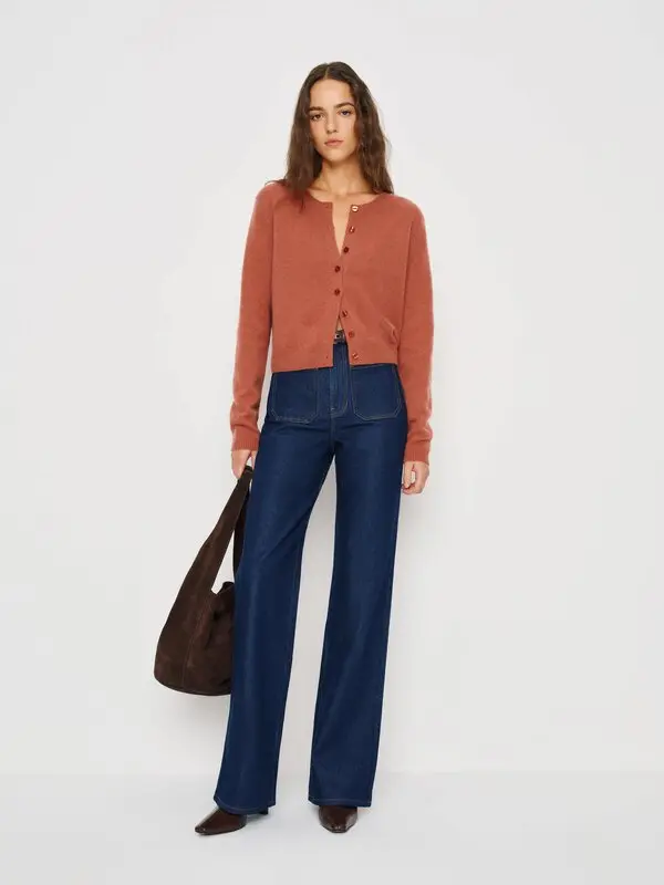 REFORMATION Clara Cashmere Crew Cardigan - Pink