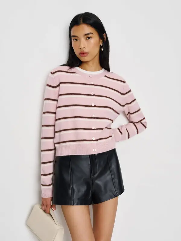 REFORMATION Clara Cashmere Crew Cardigan - Pink