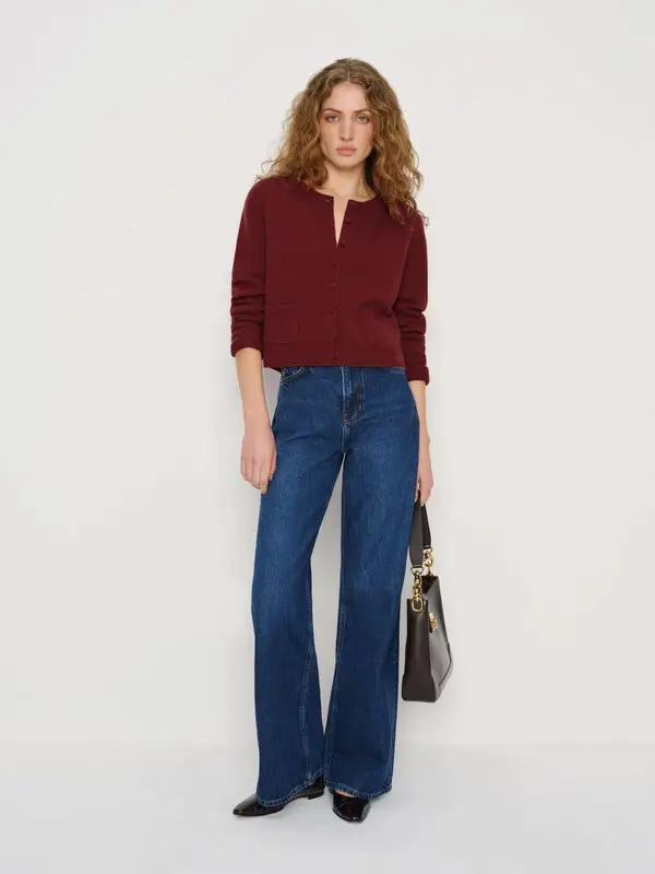 REFORMATION Clara Cashmere Crew Cardigan - Red