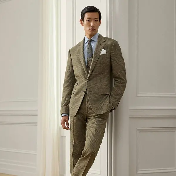 Ralph Lauren Gregory Plaid Suit Trousers - Artichoke Green Multi