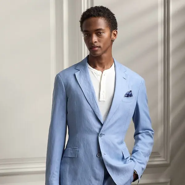 Ralph Lauren Hadley Hand-tailored Silk-linen Jacket - Infinity Blue